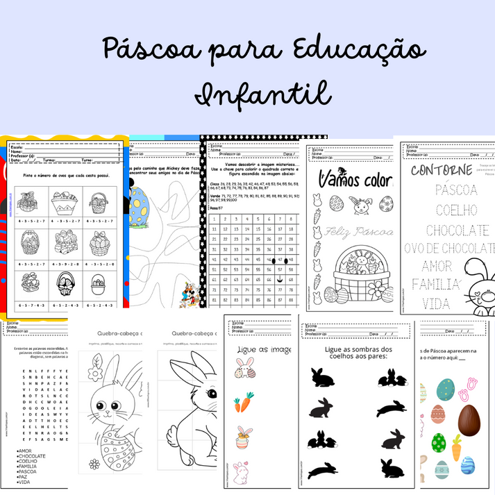 Pacote de Atividades de Páscoa para Educação Infantil (PDF de páscoa p ...
